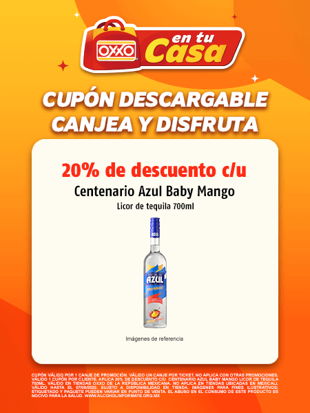 OXXO® | 20 de descuento cu Centenario Azul Baby Mango Licor de tequila ...